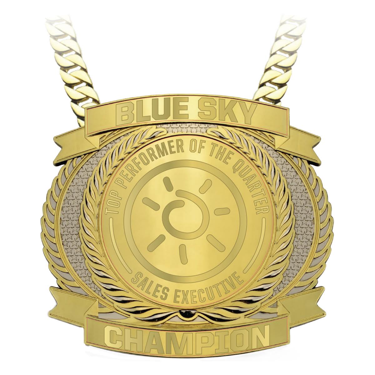 Custom Champion Medal with Chain - Blue Sky Marketing